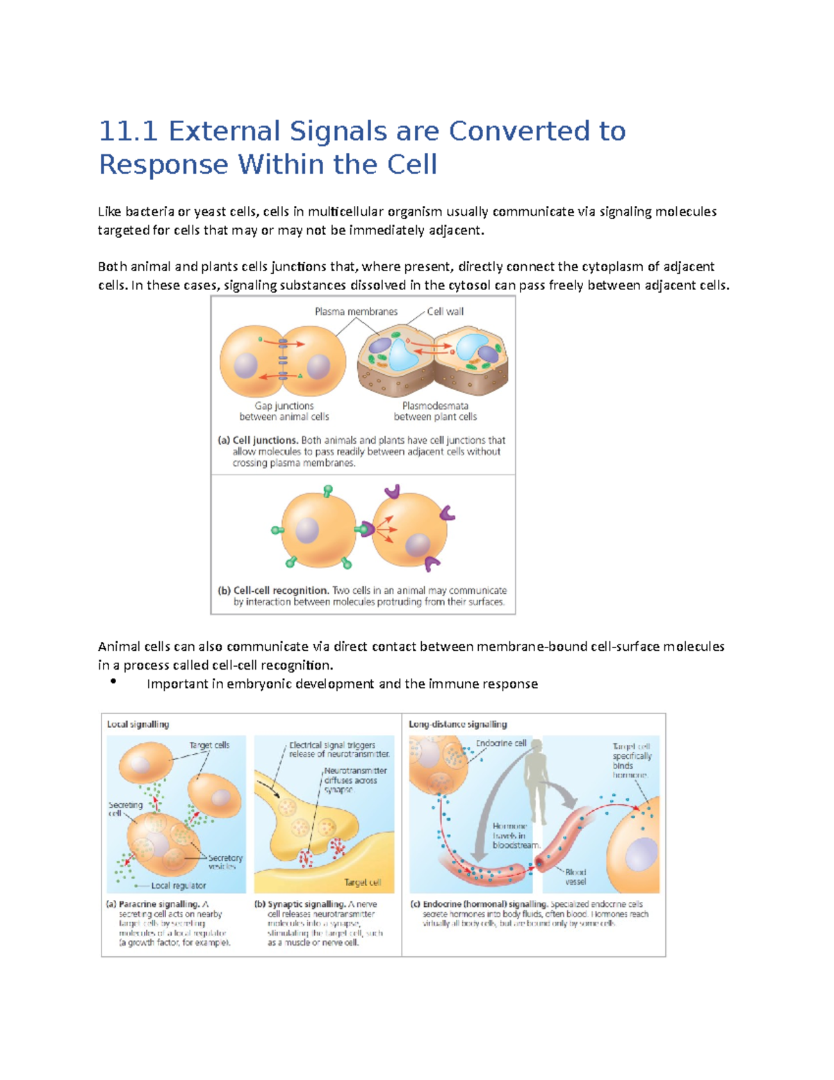 11.1 External Signals are Converted to Response Within the Cell - Both ...