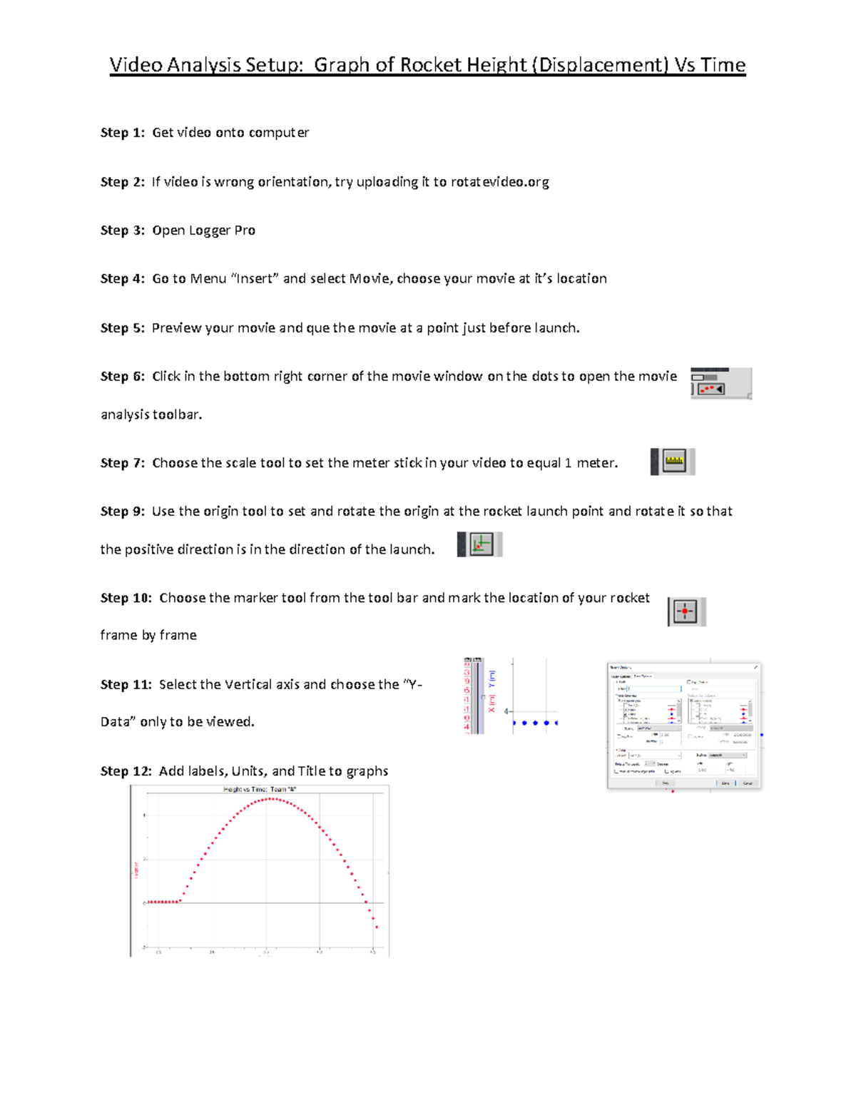 Video Analysis Setup Part 1 - Video Analysis Setup: Graph of Rocket ...