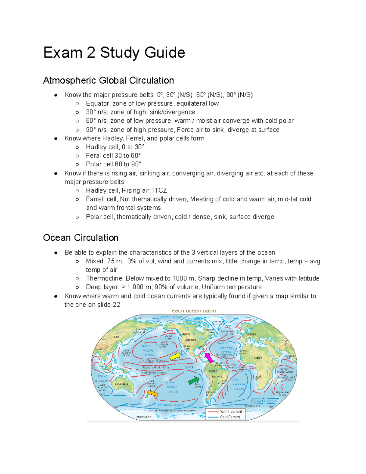 Exam 2 Study Guide GEOG - Exam 2 Study Guide Atmospheric Global Circulation Know the major - Studocu