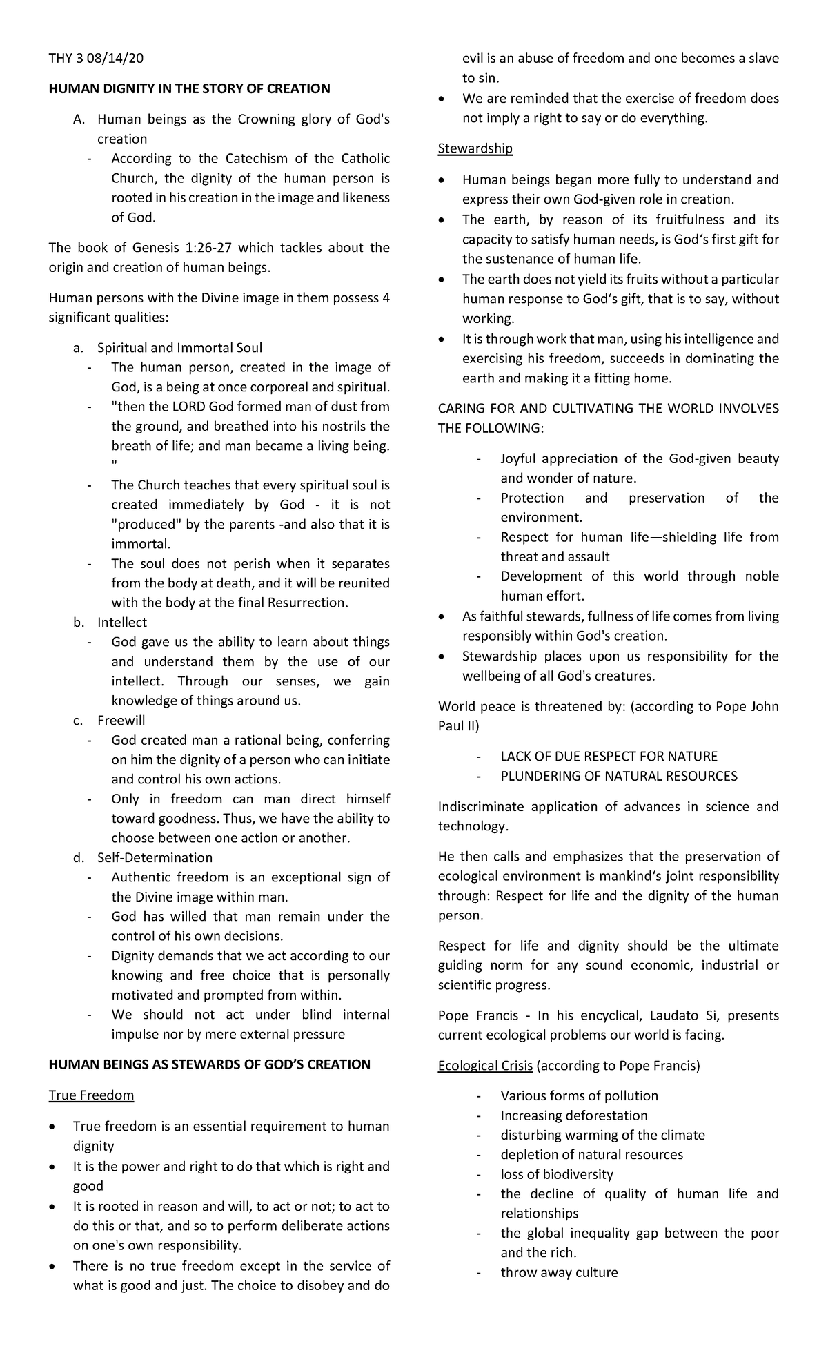 THY3 - WEEK 1 Notes - THY3 Unit 1 Sem 1 - Warning: TT: undefined ...