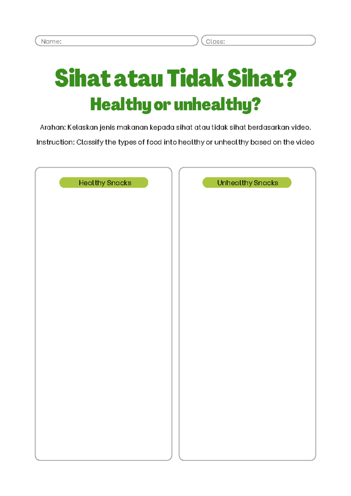 makanan sihat dan tidak sihat tahun 3 - praktikum 1 - Healthy or ...