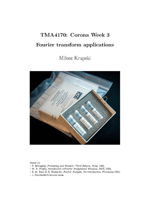 Corona 2 - notes from covid period - TMA4170: Corona Week 2 Fourier ...