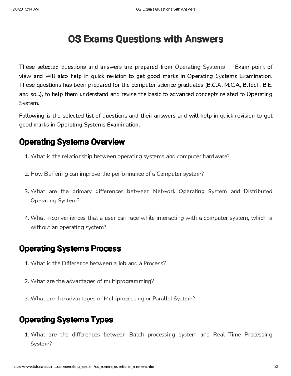 OS Exams Questions with Answers - 2/8/23, 5:14 AM OS Exams Questions ...