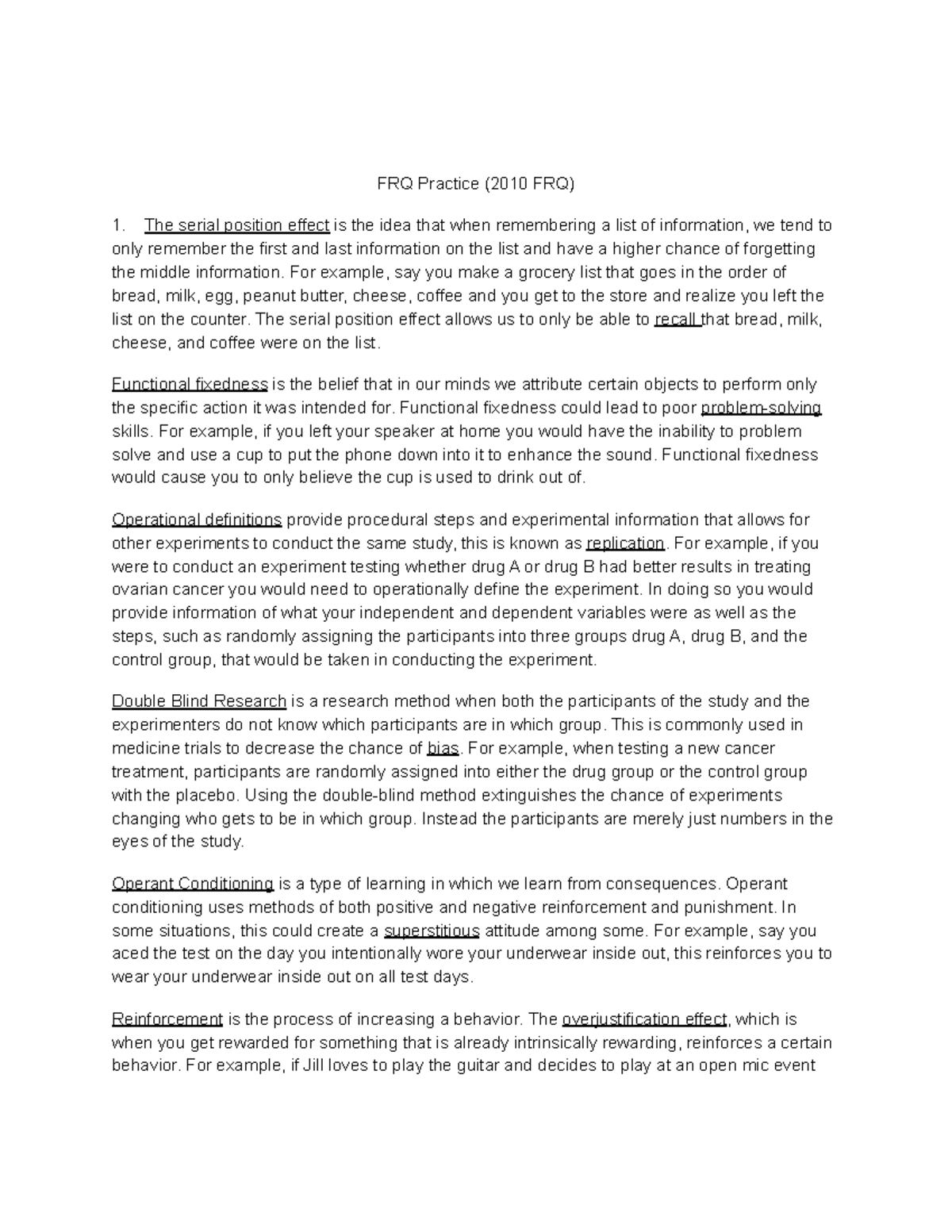 FRQ Practice - For example, say you make a grocery list that goes in ...