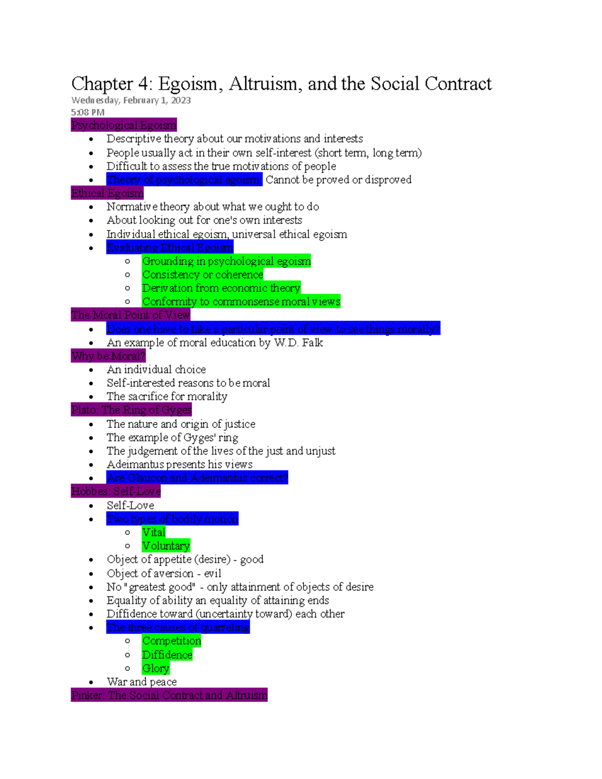 Egoism, Altruism, and the Social Contract - Chapter 4: Egoism, Altruism ...