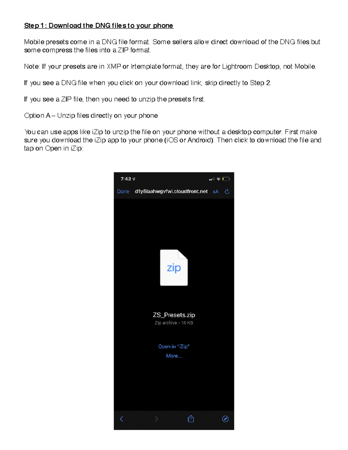 Install Presets on Phone - Step 1: Download the DNG files to your phone ...