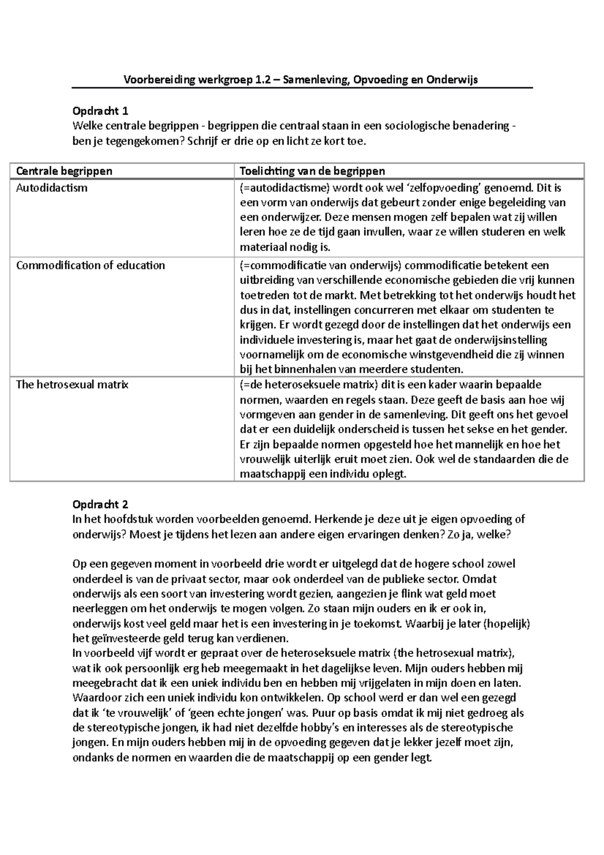 Voorbereiding werkgroep 1.2 - Centrale begrippen Toelichting van de ...