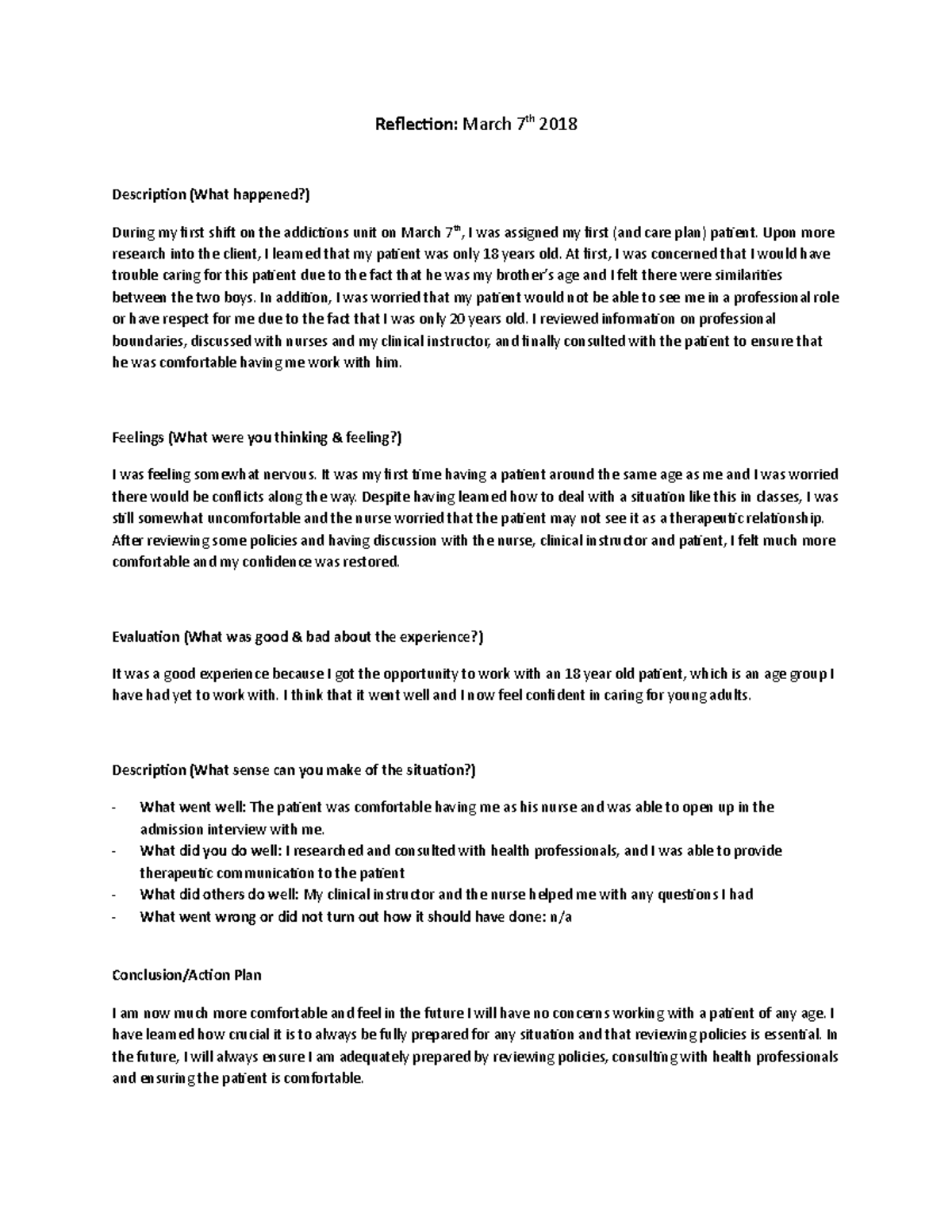 Reflection March 7th - Reflective note - Reflection: March 7th 2018 ...