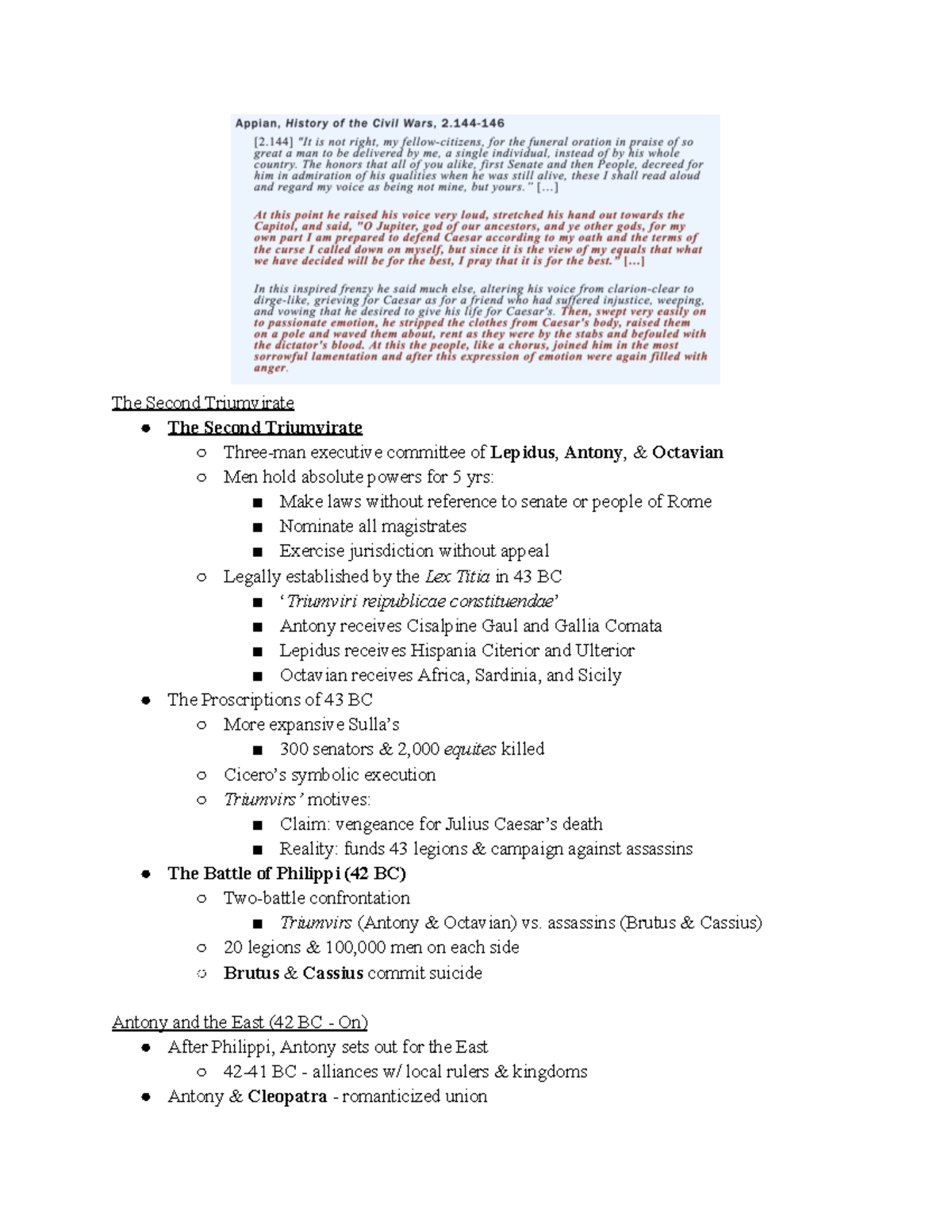 CLAS 105 - 13.1 Lecture - The Second Triumvirate The Second Triumvirate ...