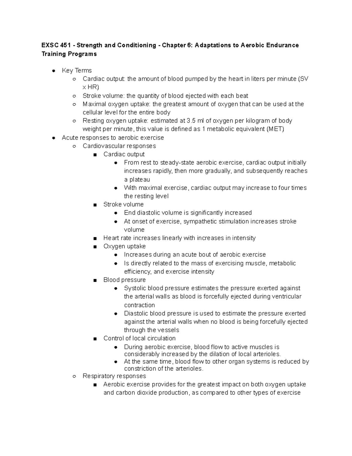 EXSC 451 Chpt 6 - chapter 6 notes - EXSC 451 - Strength and ...