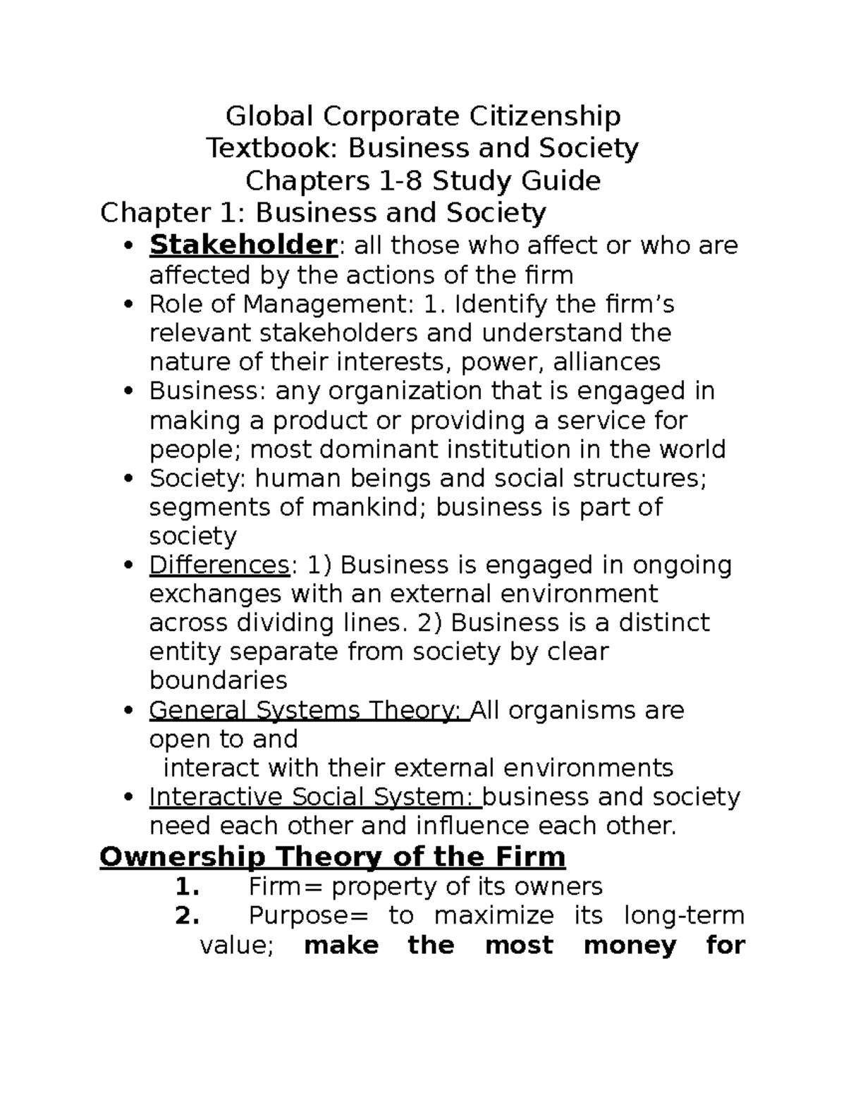 Global Corporate Citizenship Chapters 1-8 Study Guide - Global ...