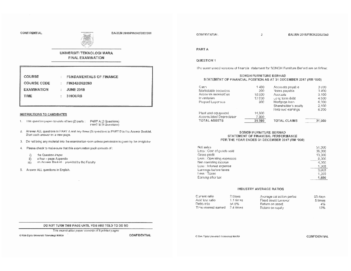 FIN242 Print 3 - Fundamentals of Finance - Studocu