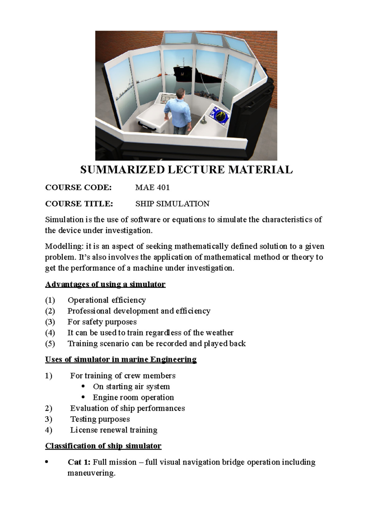 Summarized Lecture Material - SUMMARIZED LECTURE MATERIAL COURSE CODE ...