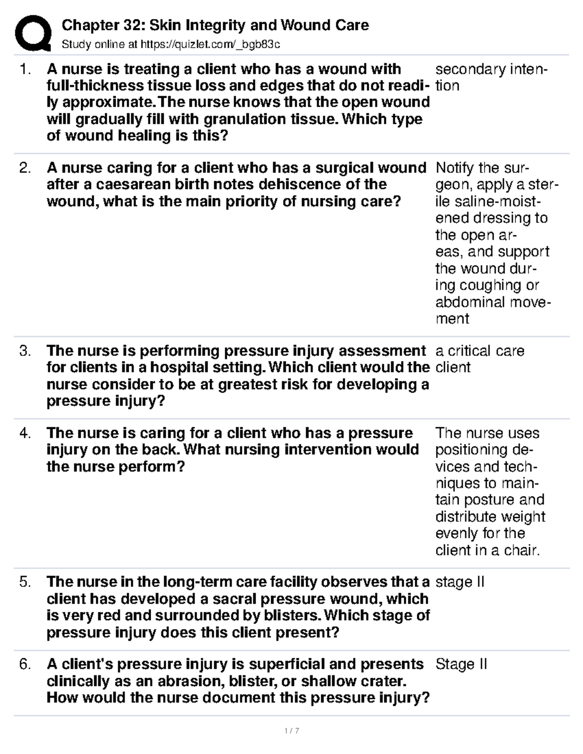 Skin and wound - lecture note - Study online at quizlet/_bgb83c A nurse ...