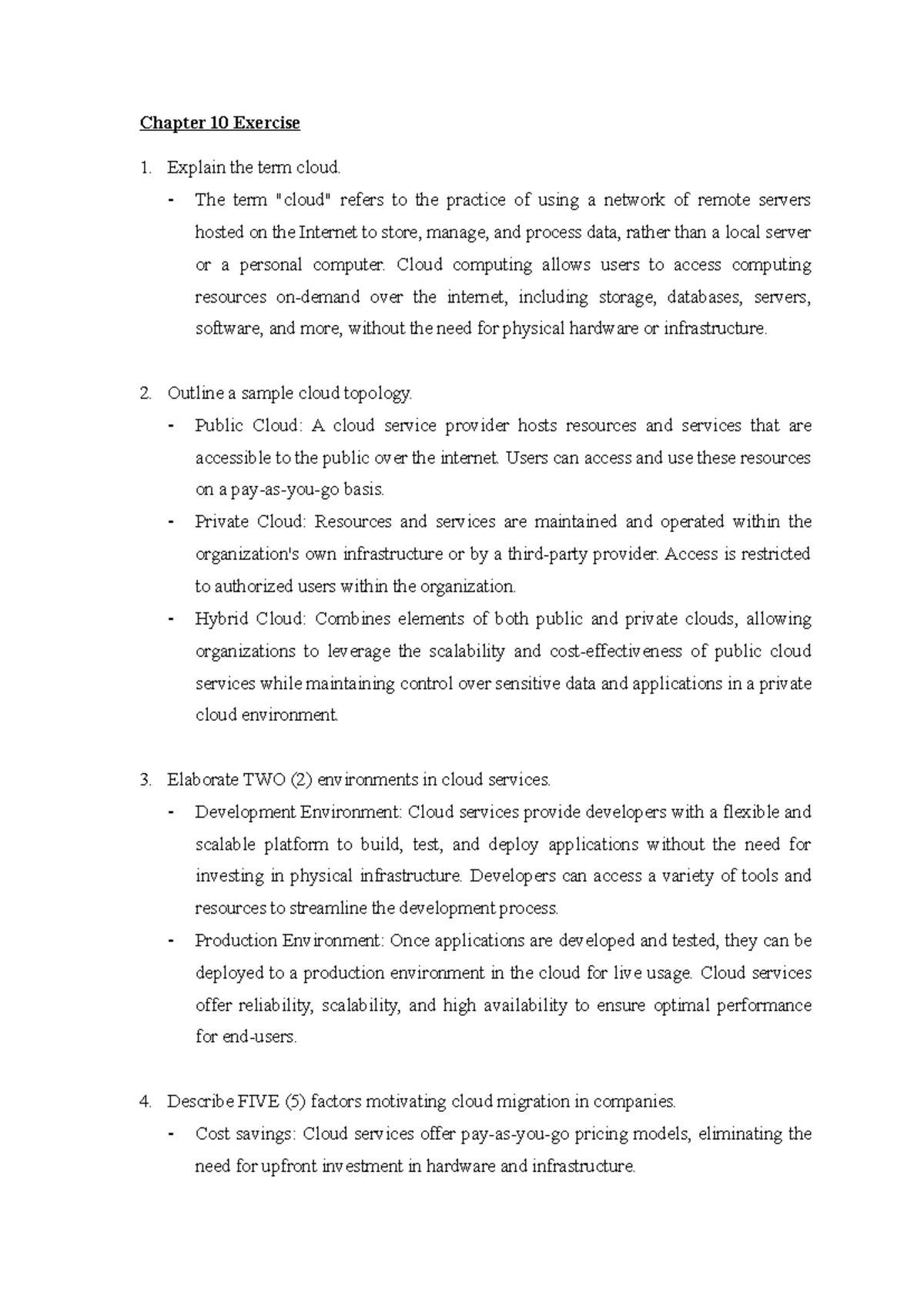 Chapter 10 Exercise RAD - Chapter 10 Exercise Explain the term cloud. The term "cloud" - Studocu