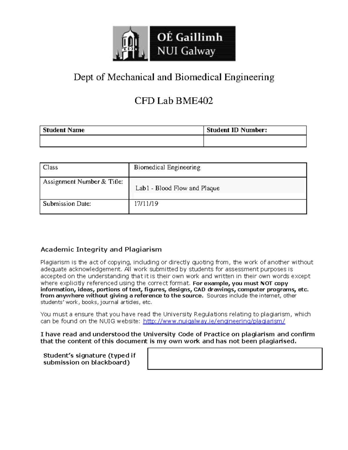 BME402 CFD LAB 1 - Lab - Dept of Mechanical and Biomedical Engineering ...