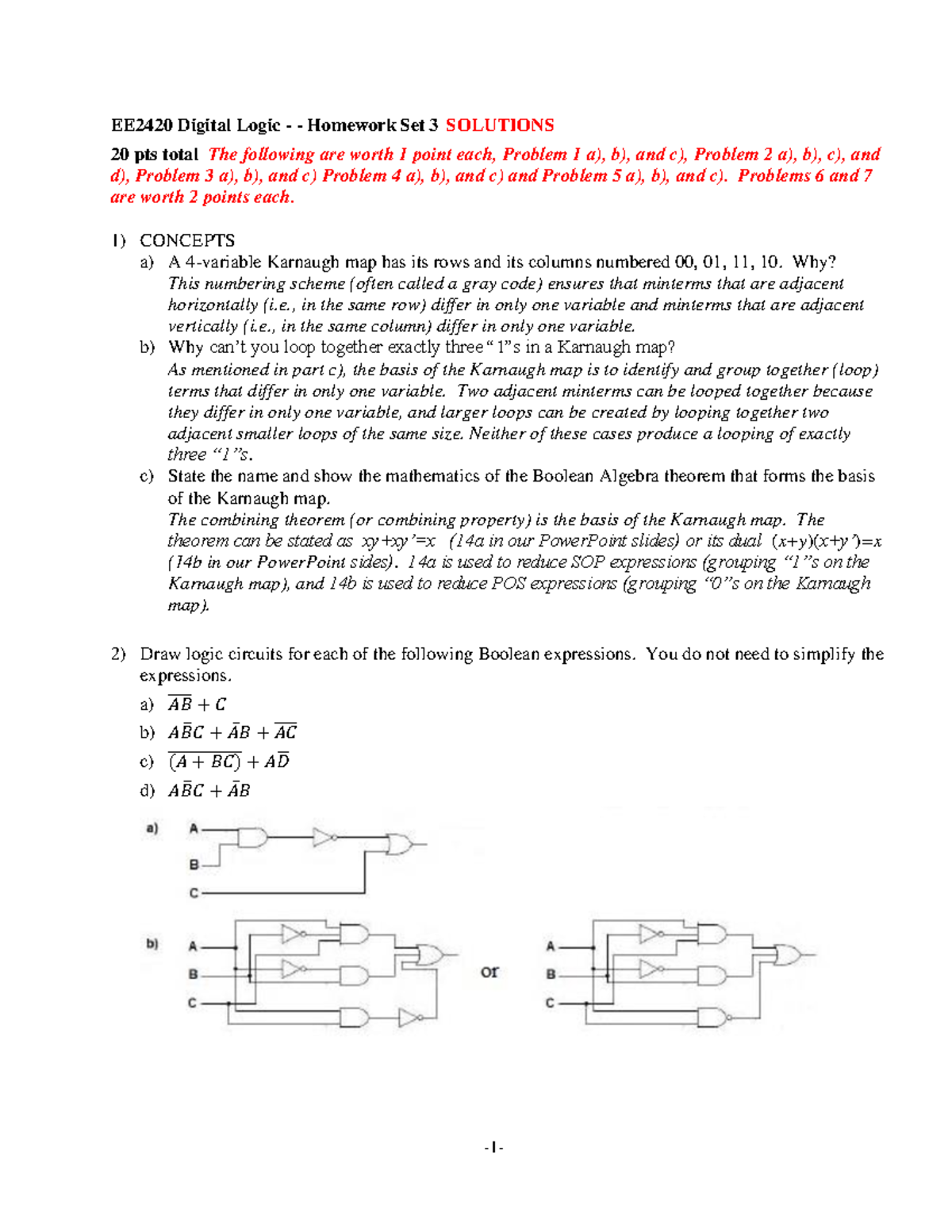 HW 3 Solutions - Hw answers for digital logic - EE2420 Digital Logic ...