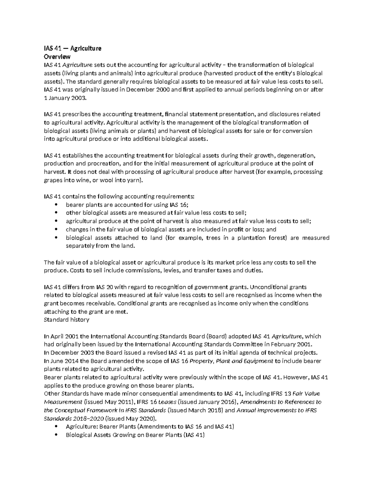 IAS 4 1 - Financial reporting notes - IAS 41 — Agriculture Overview IAS ...