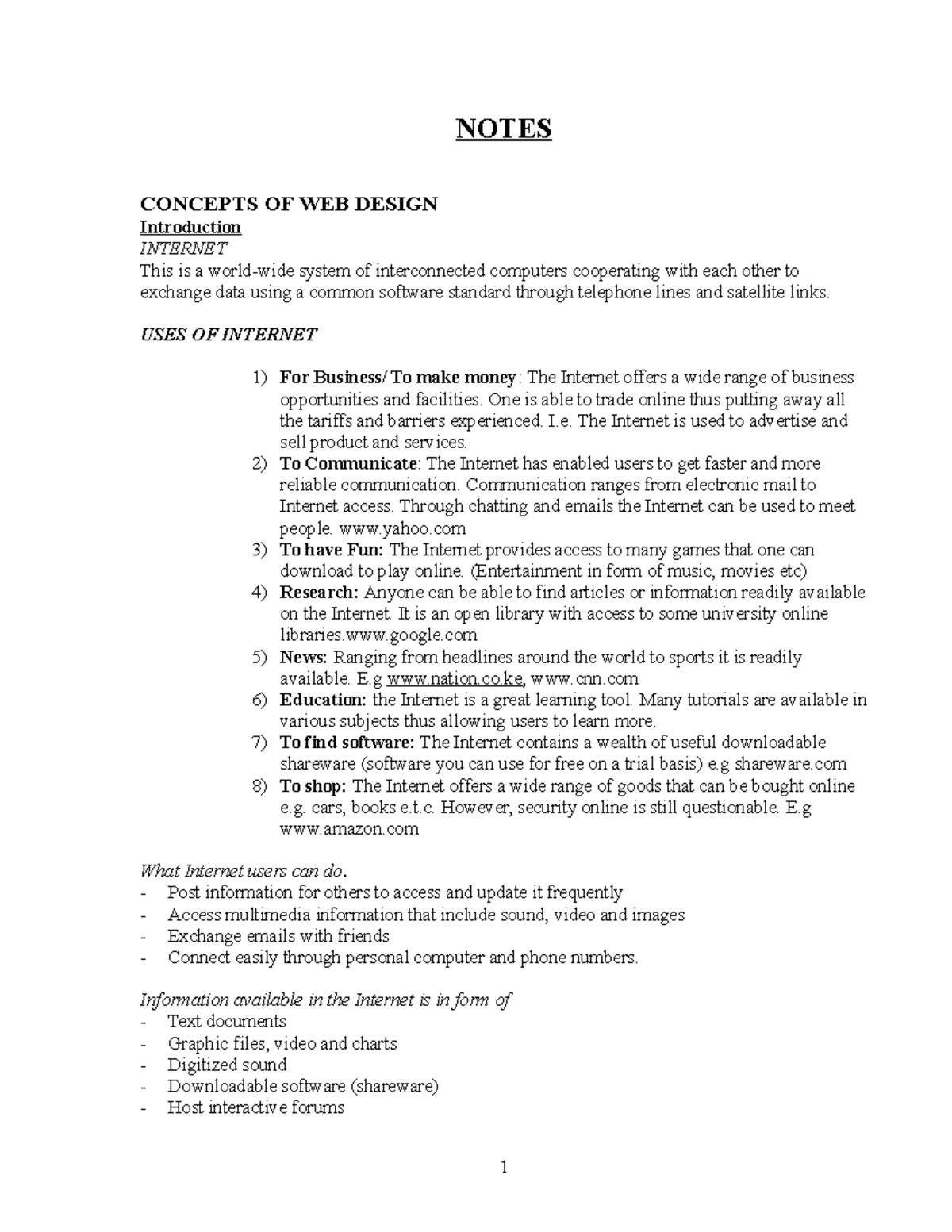 Web Design note-1 - good quality notes - NOTES CONCEPTS OF WEB DESIGN ...