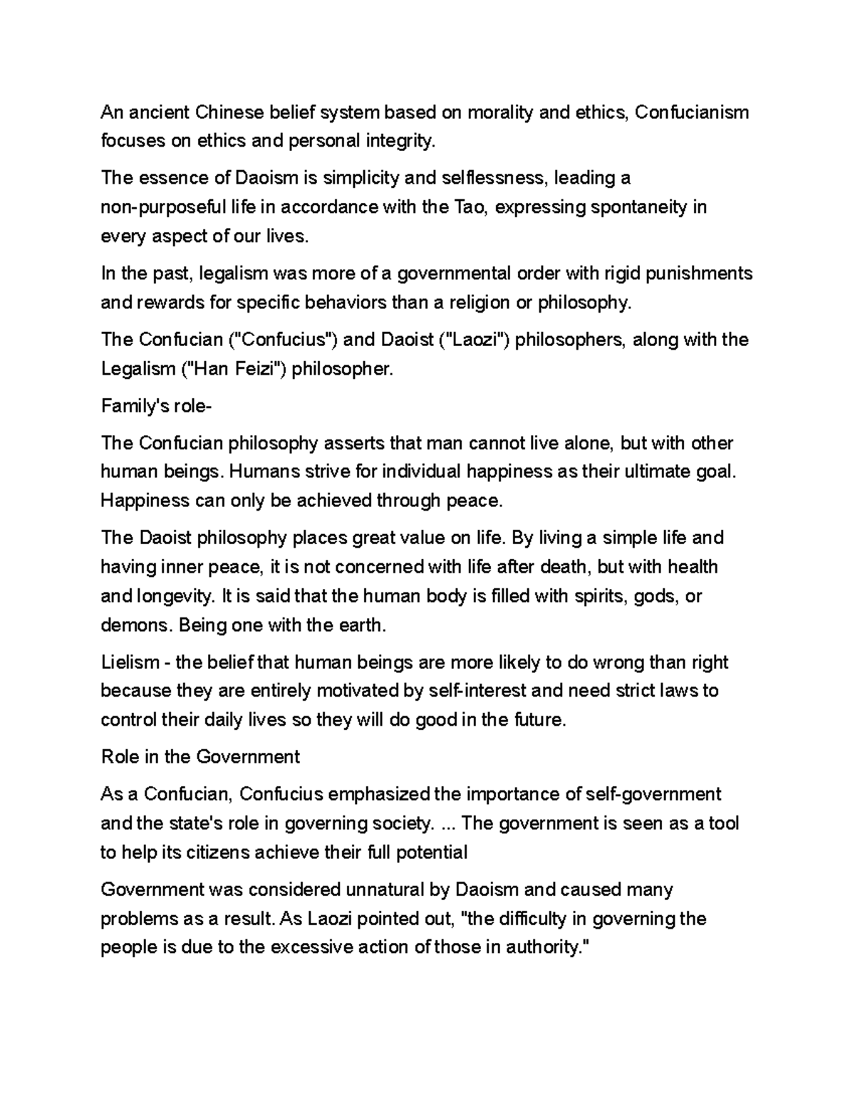 An ancient Chinese belief system based on morality and ethics ...