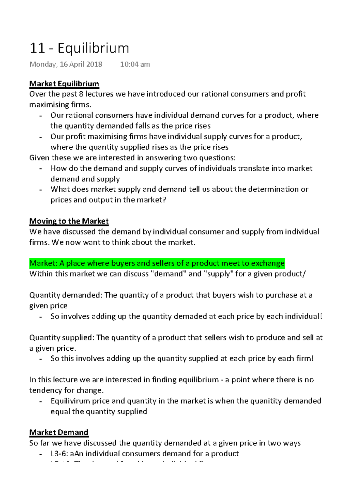 ECON130 Lecture 11 - Warning: TT: undefined function: 32 Market ...