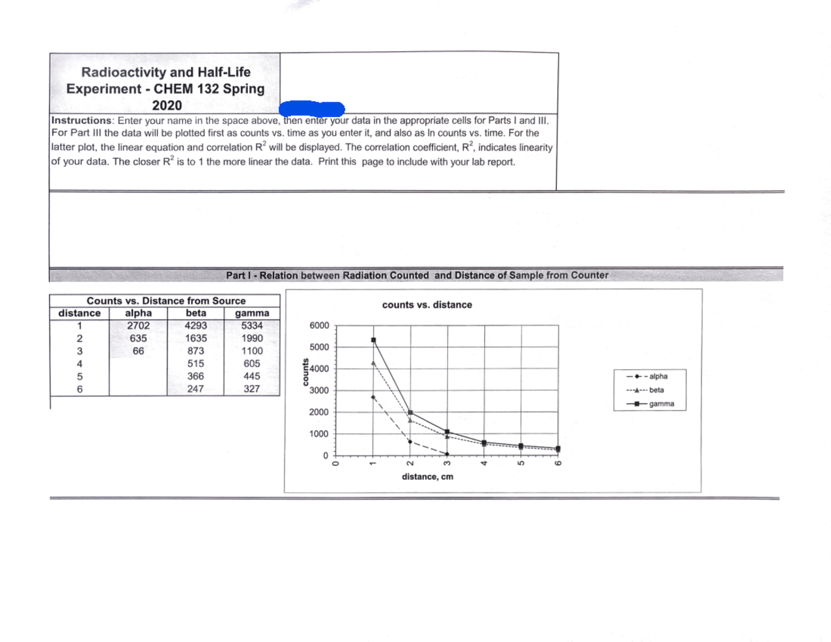 Radioactivity Excel Scan Copy - CHEM132 - Montgomery College - Studocu