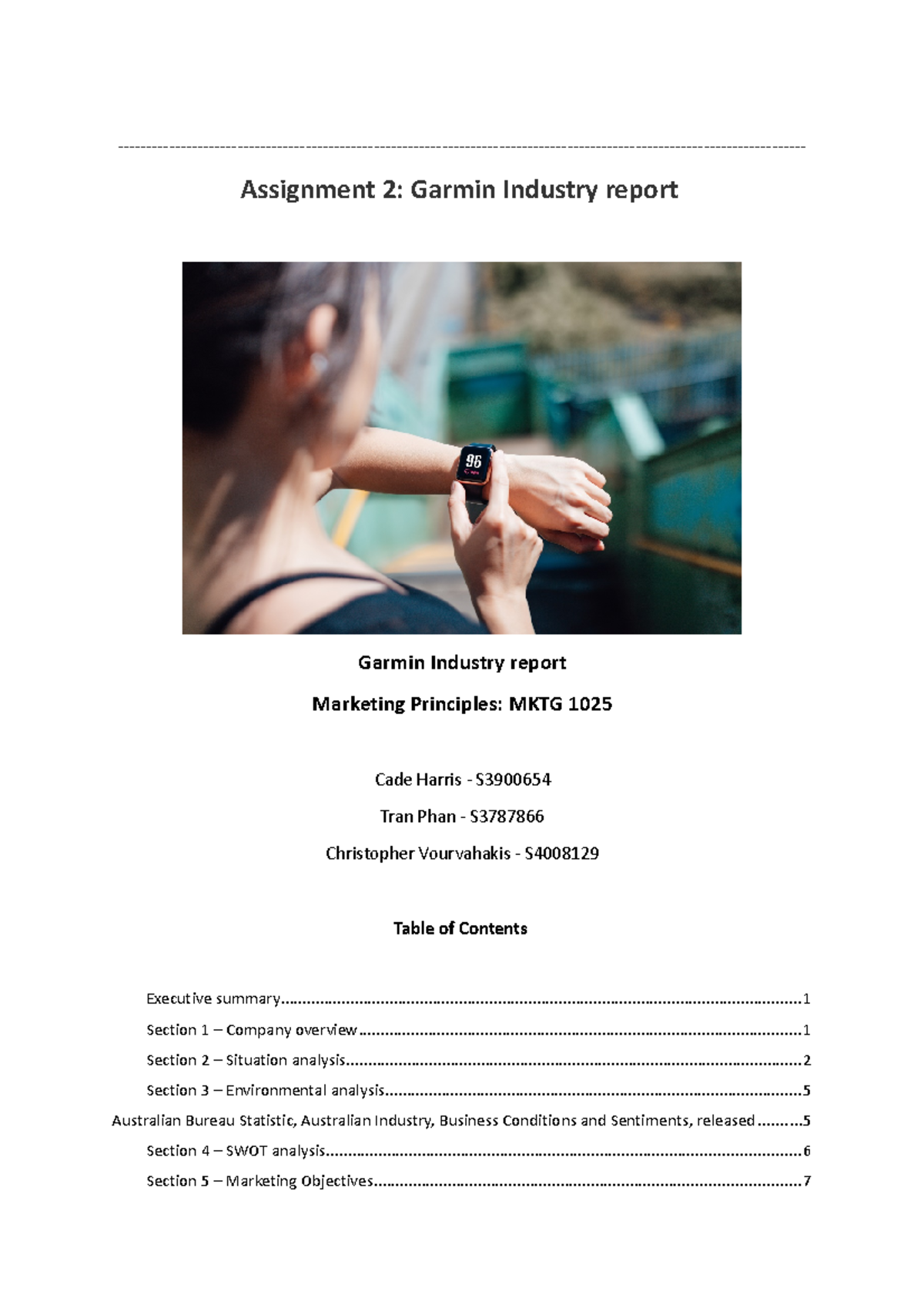 A1-Garmin Marketing Principles Assessment 2A - Assignment 2: Garmin ...