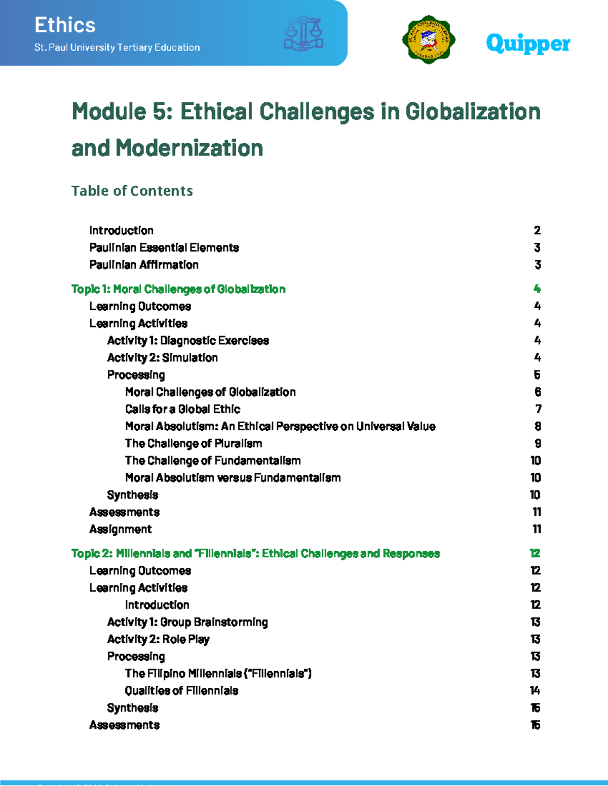 ETH Module 5 FD - Workout for brain - Module 5: Ethical Challenges in ...