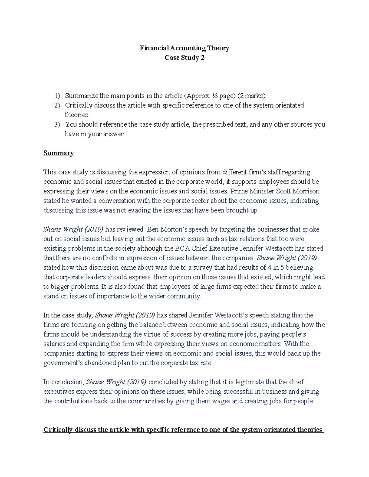 Case Study 2 LF02 - Financial Accounting Theory Case Study 2 Summarize ...