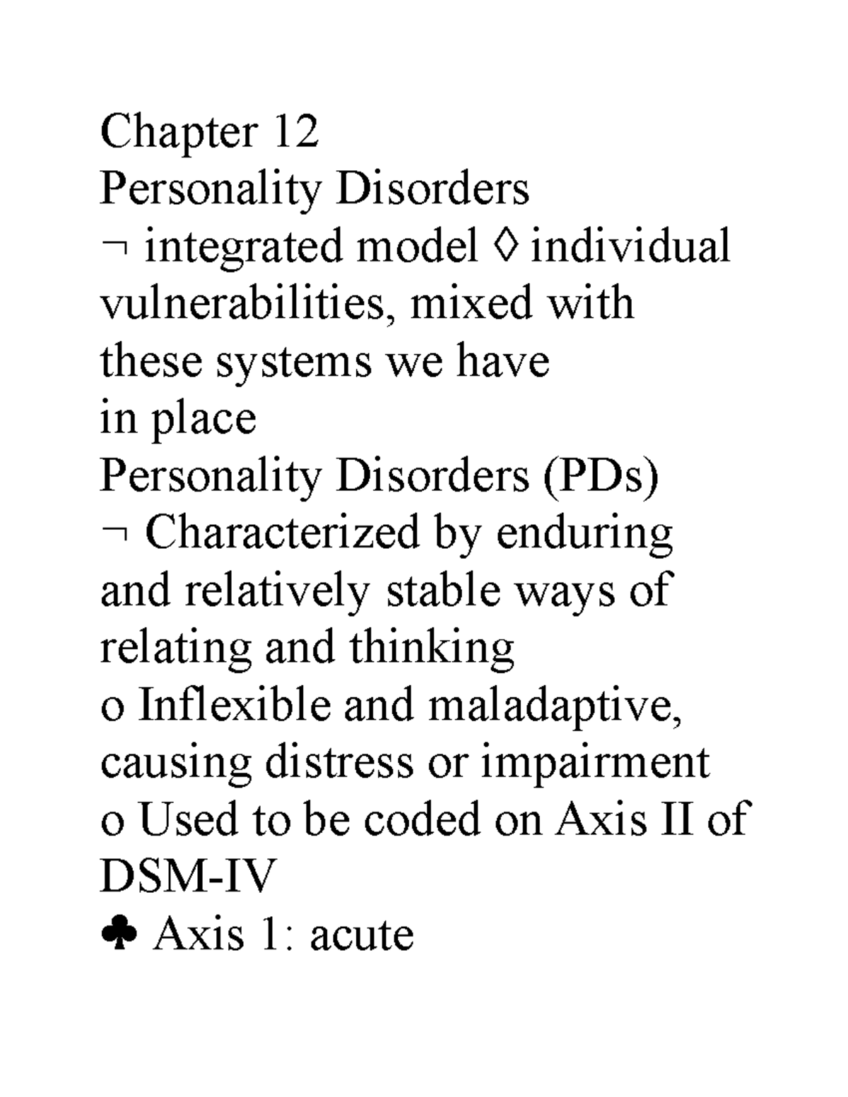 PSY325 Chapter 2 Notes - Abnormal Psychology - Chapter 12 Personality ...