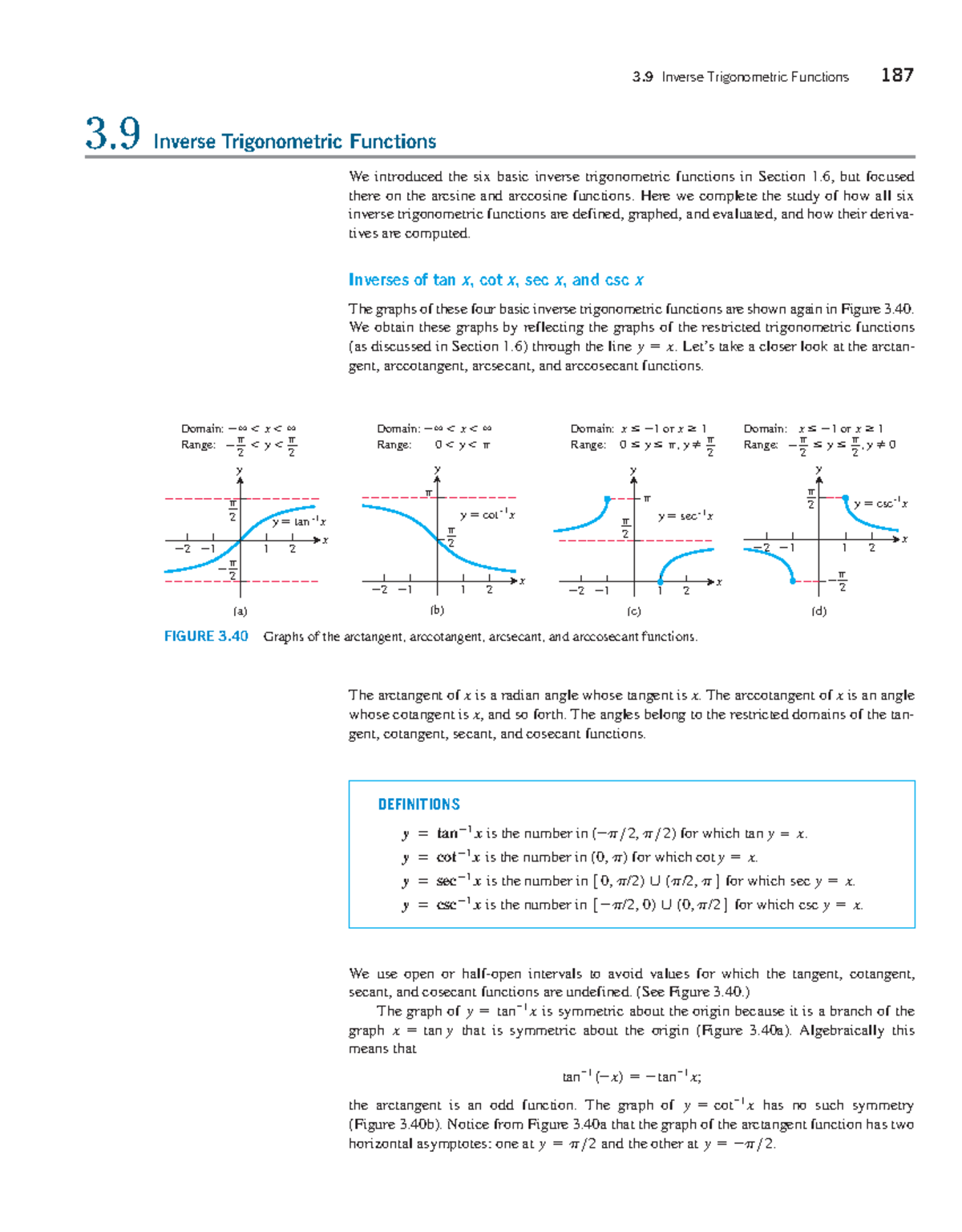 Math ch3-9 - math work - 3 Inverse Trigonometric Functions 187 3 ...
