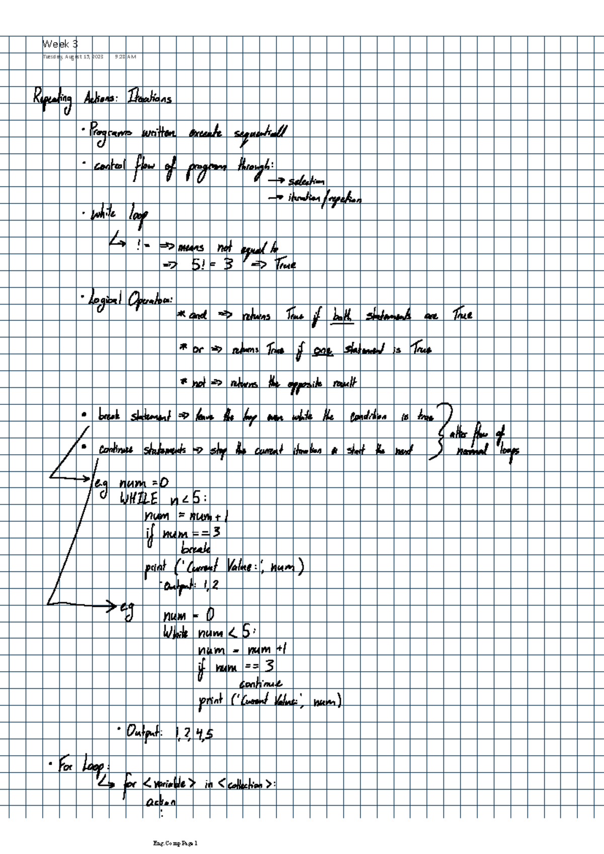 ENGG1810 - W3 Lecture Notes - ENGG1810 - Week 3 Tuesday, August 15 ...