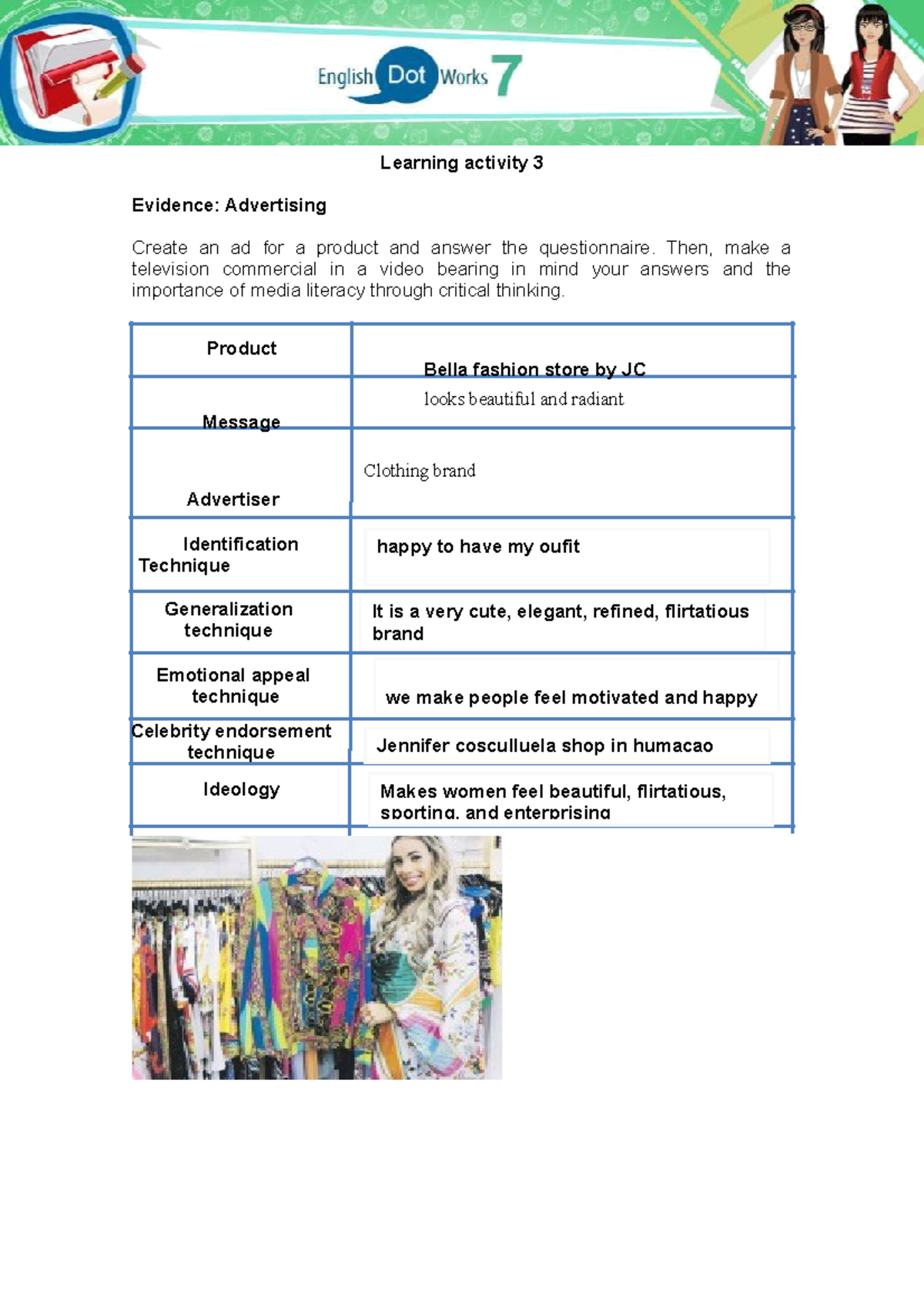 426267421-Advertising-Finished - Learning activity 3 Evidence ...