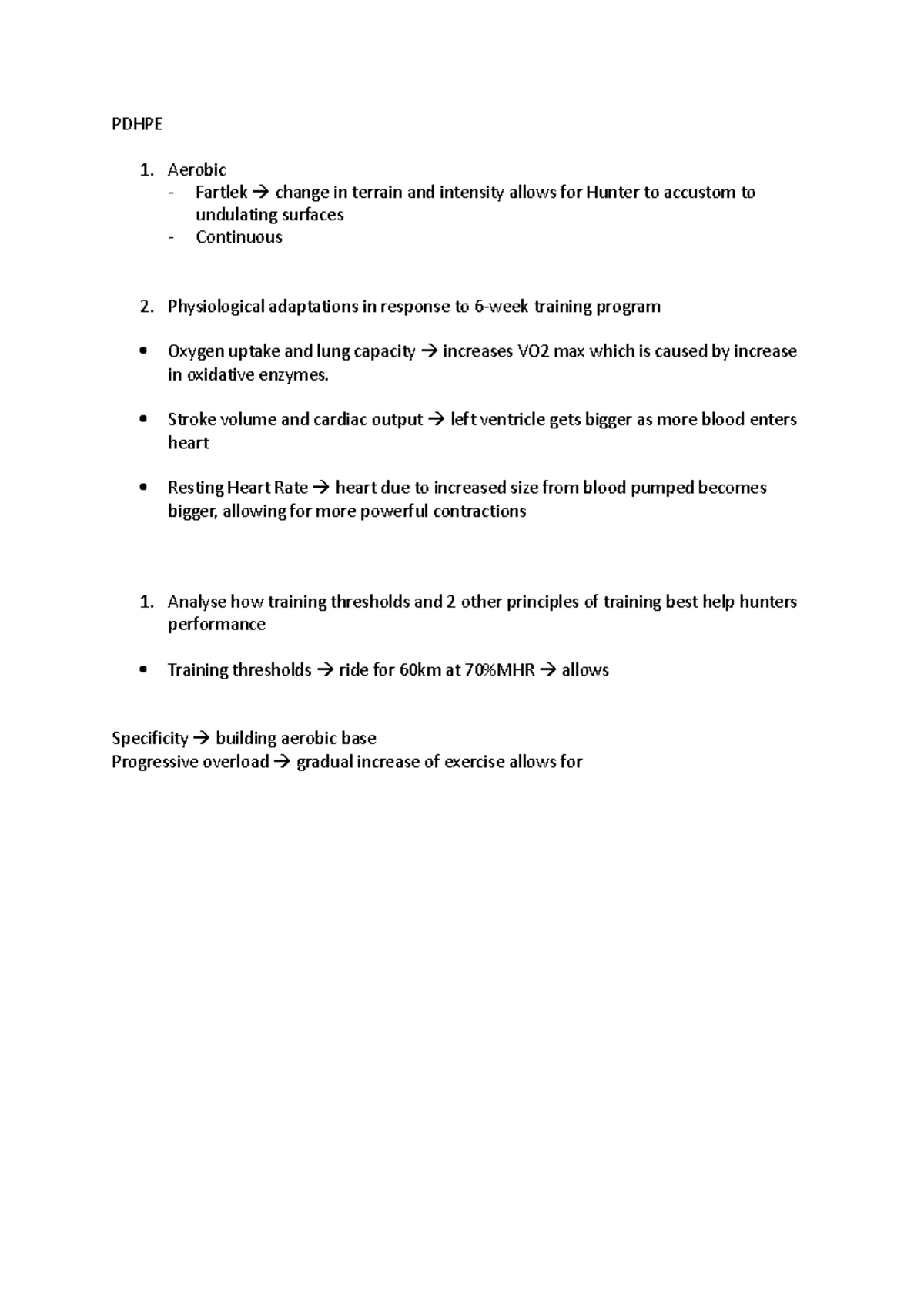 Pdhpe Revision - study notes - PDHPE Aerobic Fartlek change in terrain ...