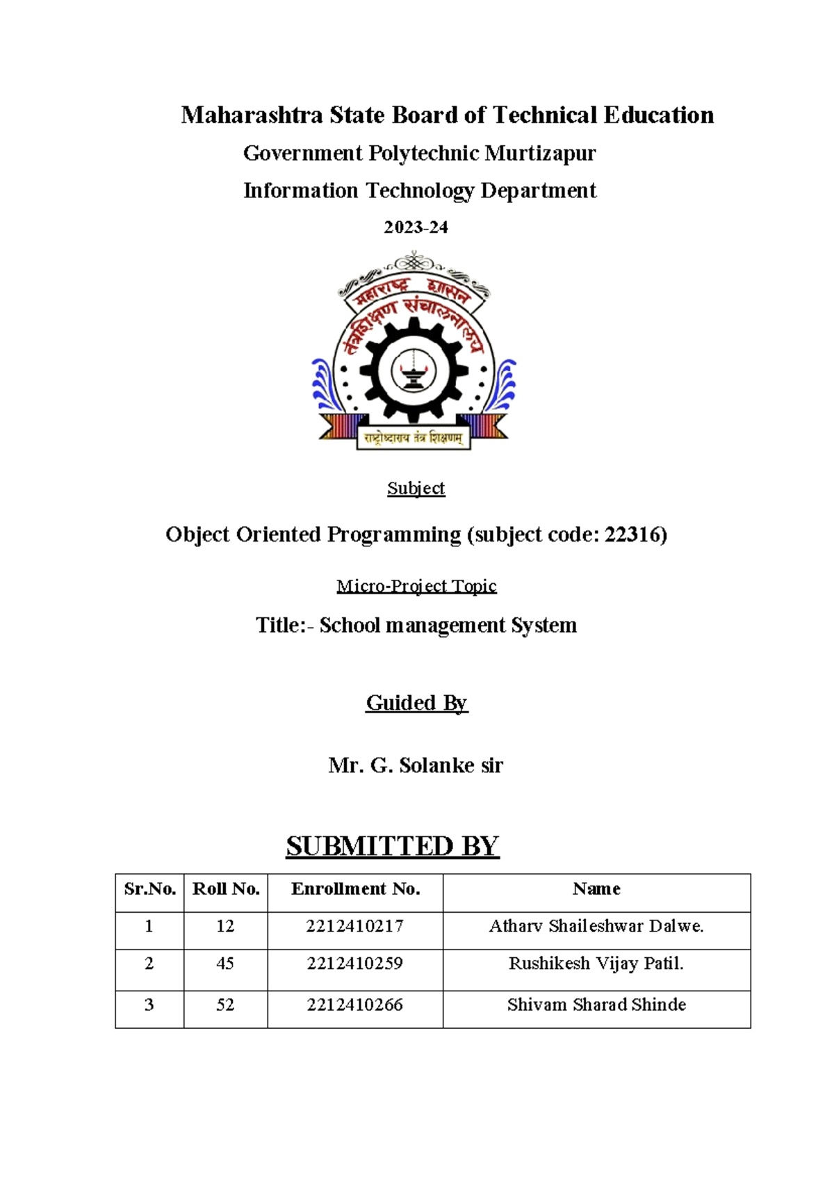 C++ micro - Maharashtra State Board of Technical Education Government ...