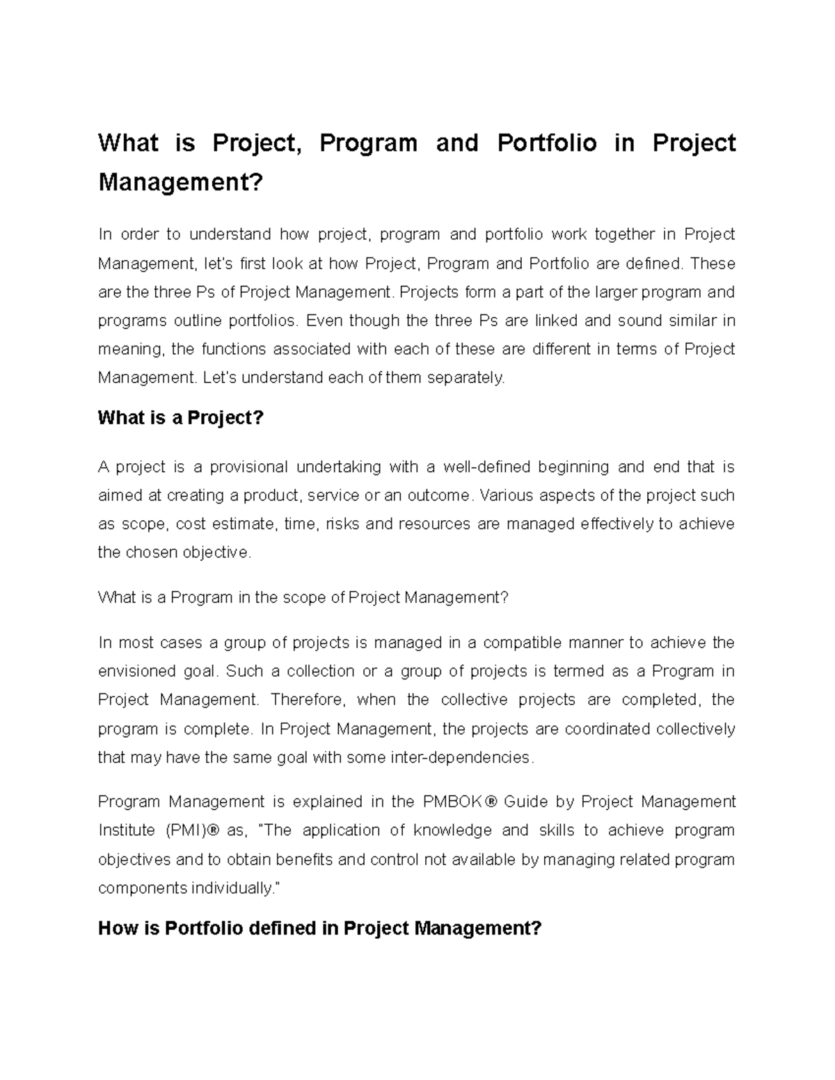 What is Project, Program and Portfolio in Project Management - These ...