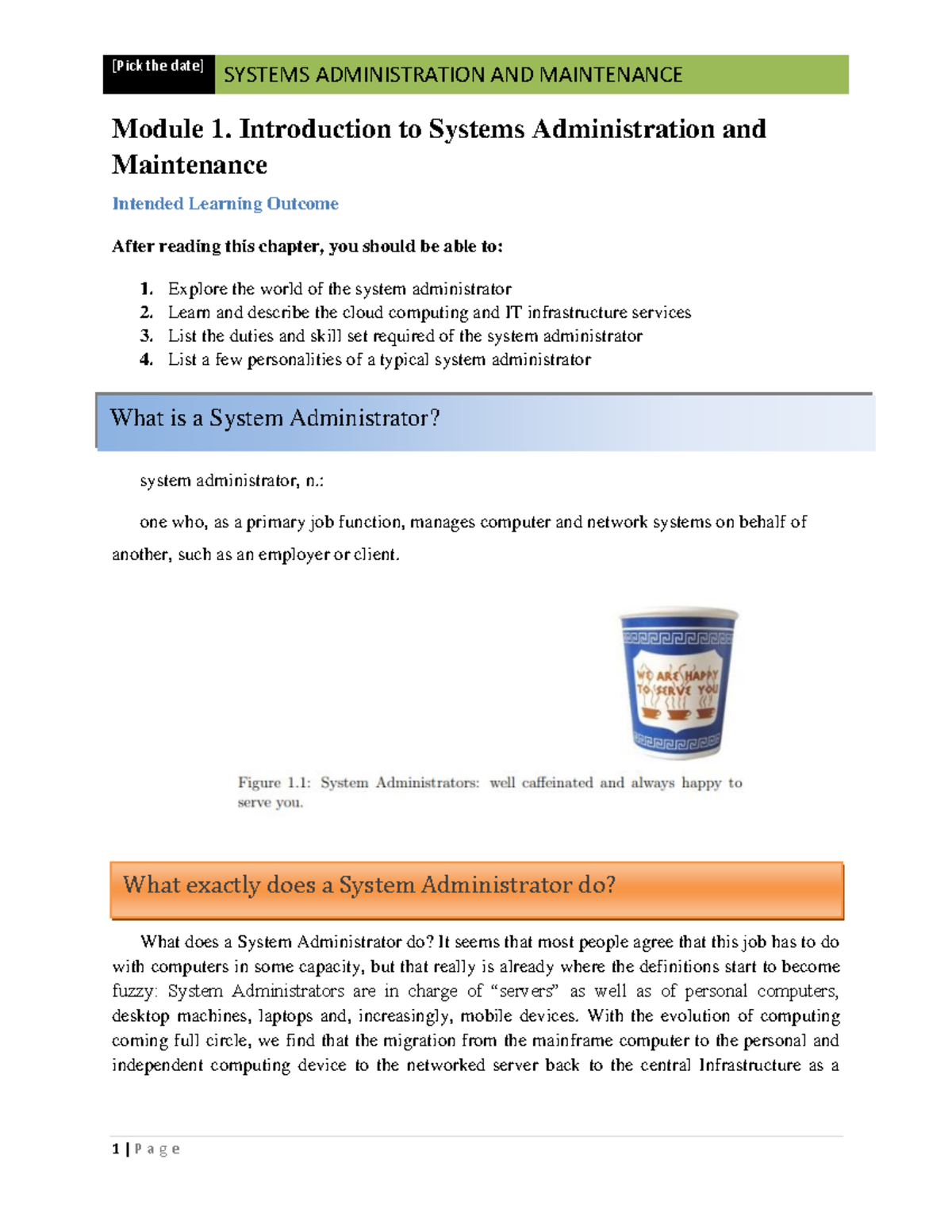 Module 1 Introduction to Systems Administration - Module 1. Introduction to Systems ...