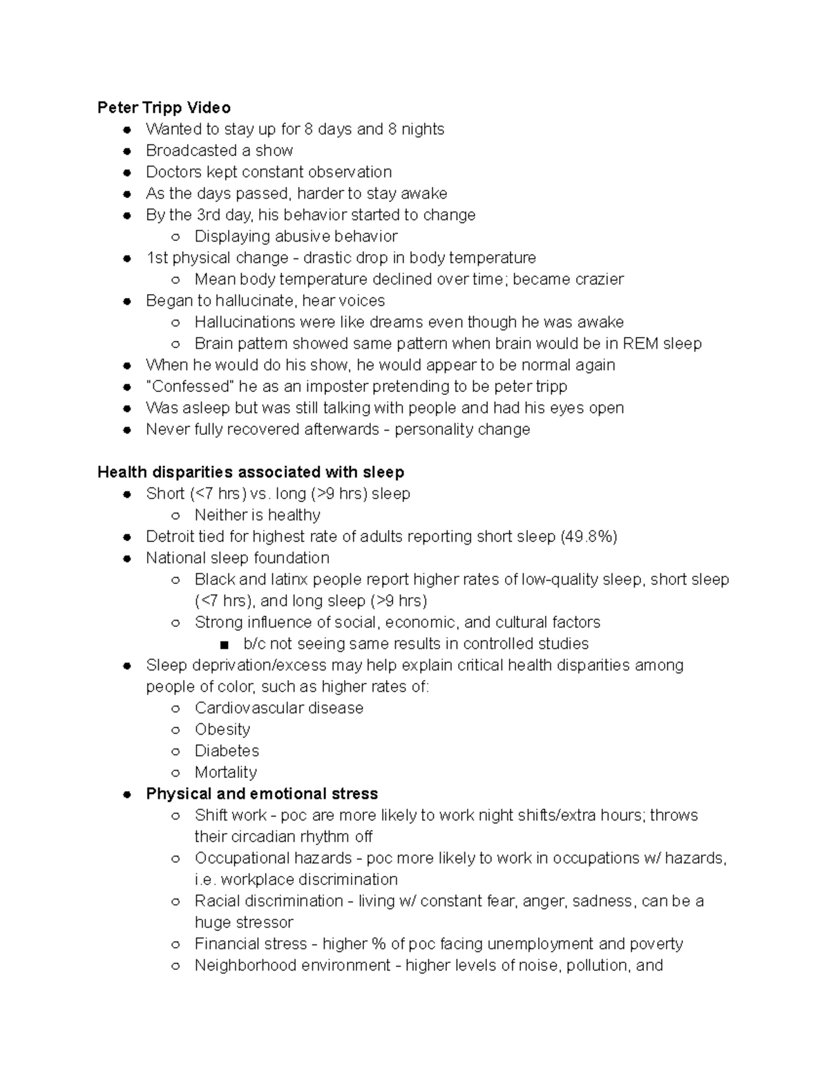 Lecture #12 consciousness (cont.) - Peter Tripp Video Wanted to stay up ...