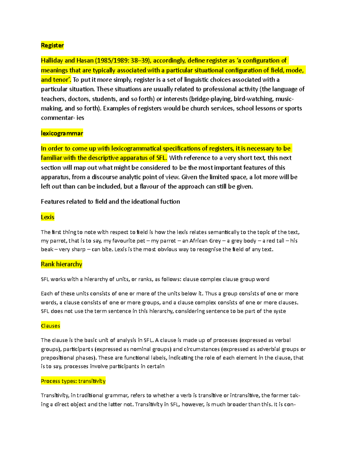 Register as Analysis - FOUNDATION OF FUNCTIONAL GRAMMAR - Register ...