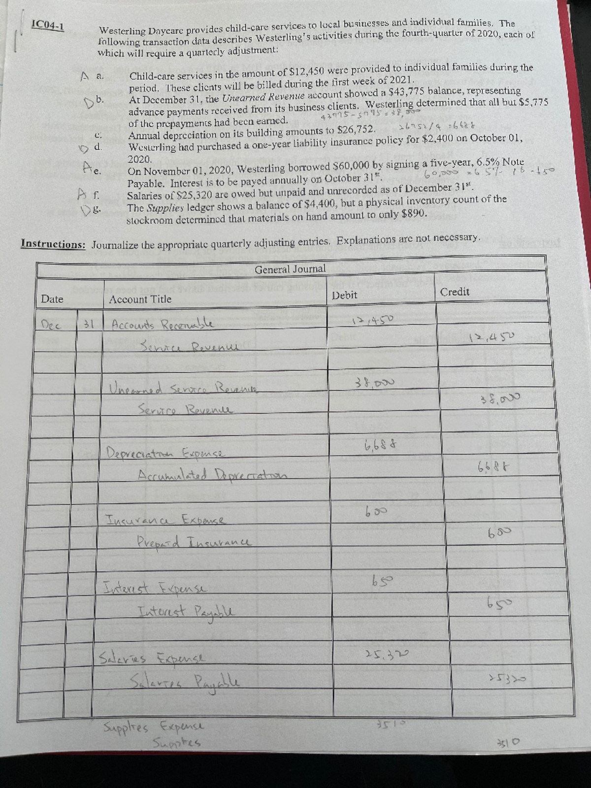 Chapter 4 Practice problem/Homework - AC 201 - Studocu
