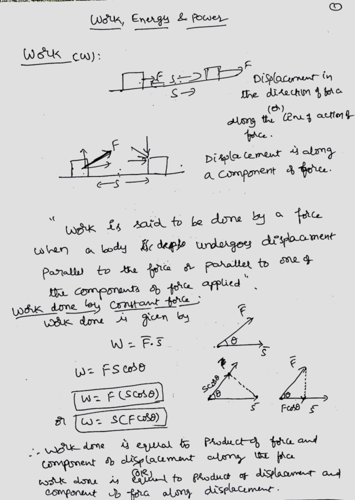Work, energy and power - Physics Goat Notes - x work, Energy power work ...