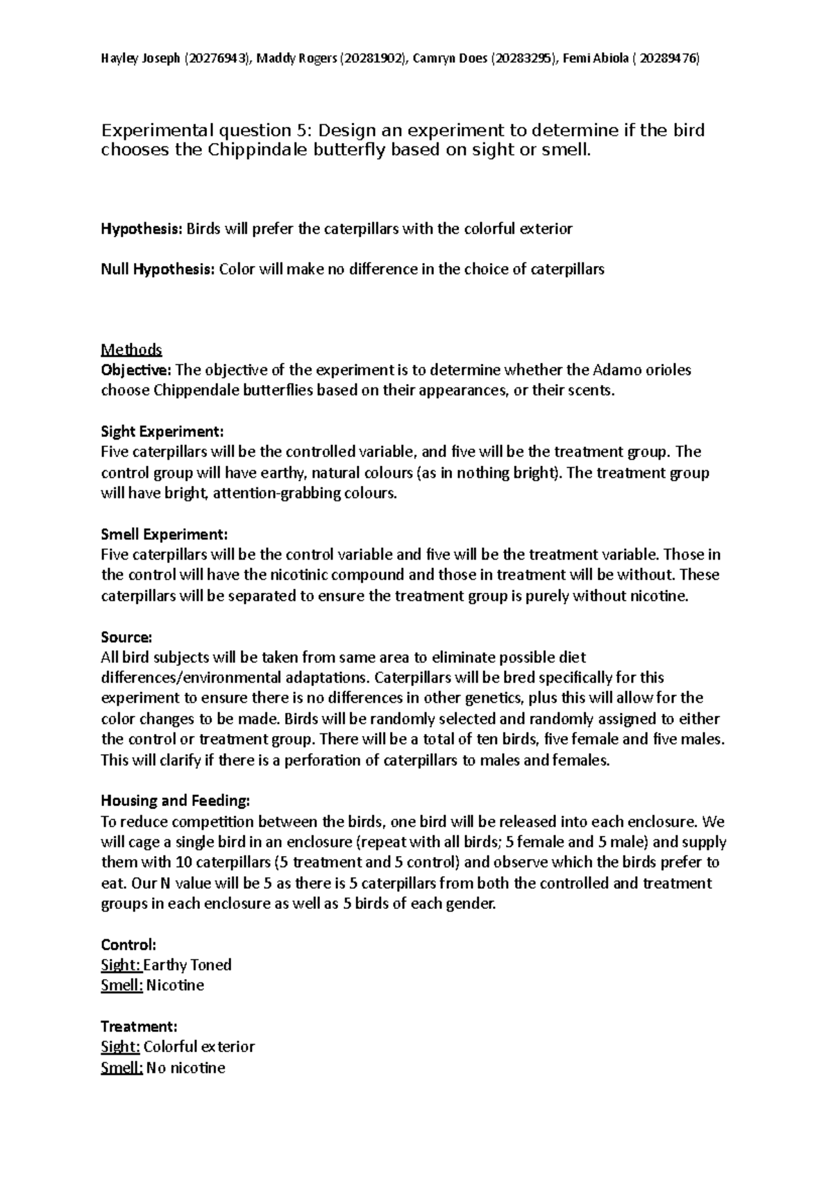 Bio Tutorial 2 - assignemnt - Experimental question 5: Design an ...