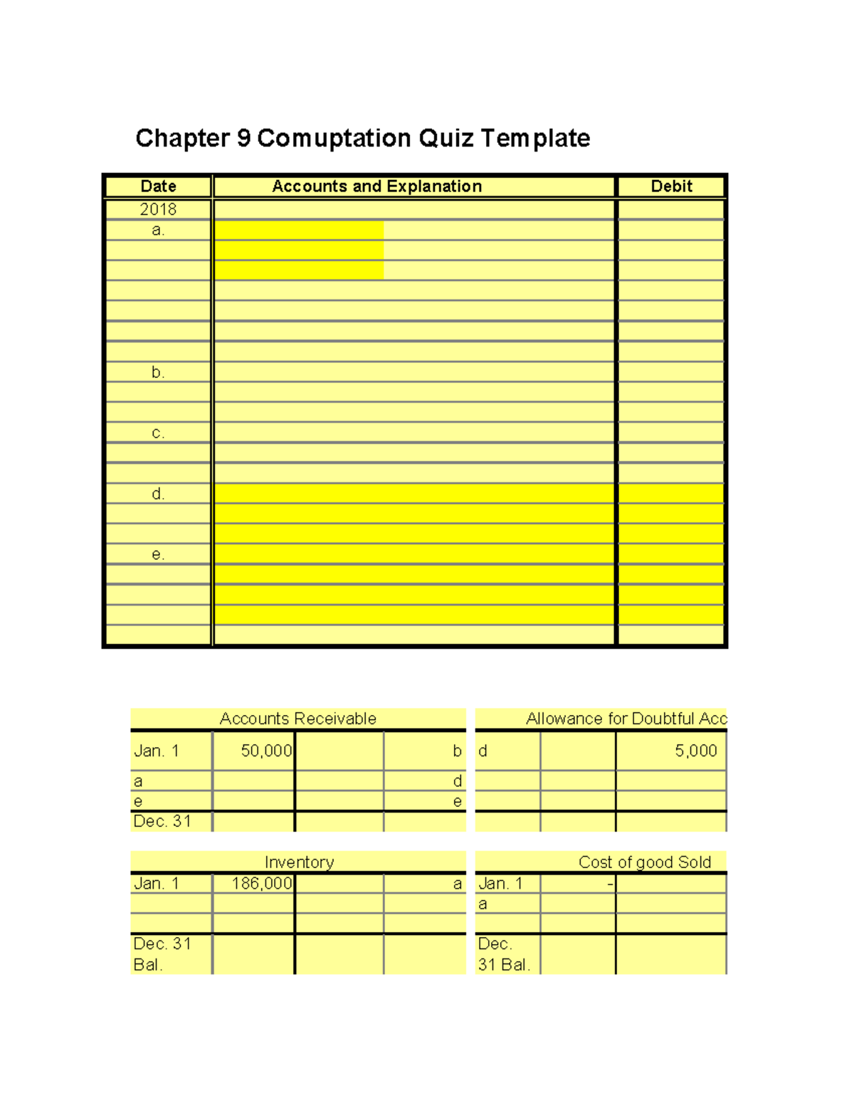 Chapter 9 Computation Quiz Template excel version - Chapter 9 ...