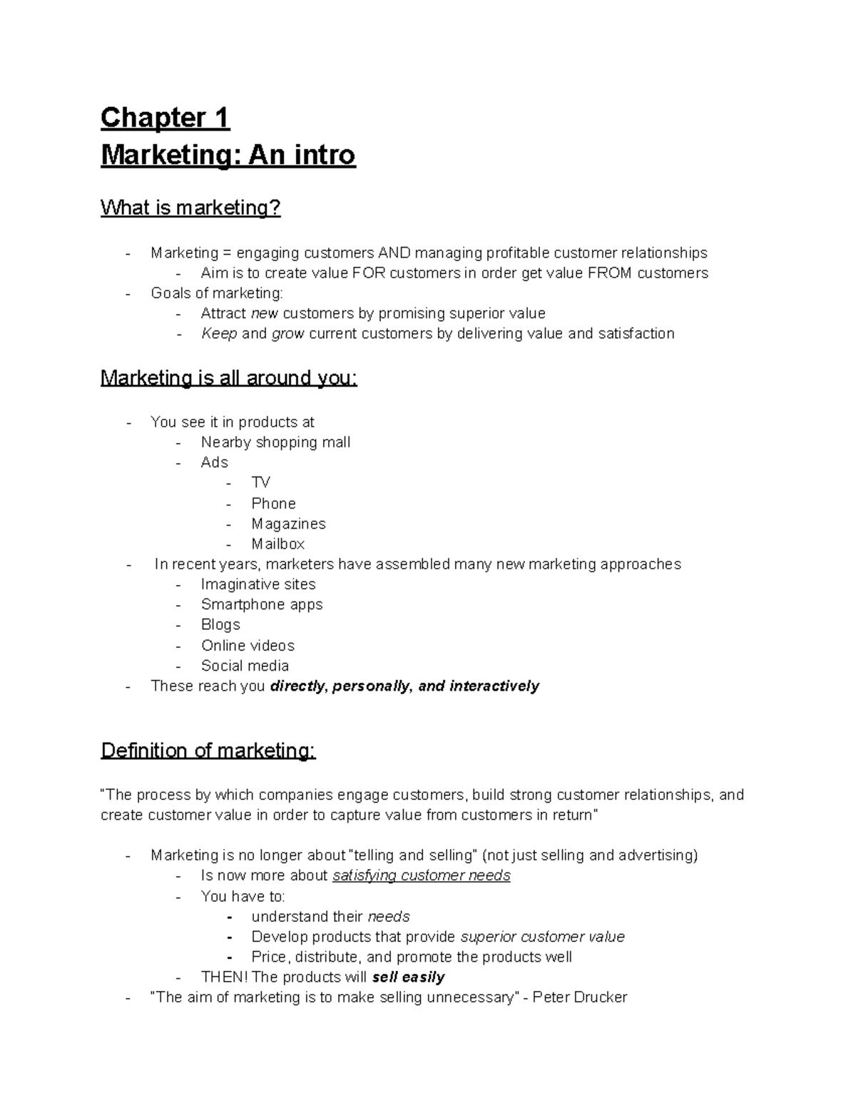 BUSI2204 - Basic Marketing Chapter 1-3 Murray Sang - Chapter 1 ...