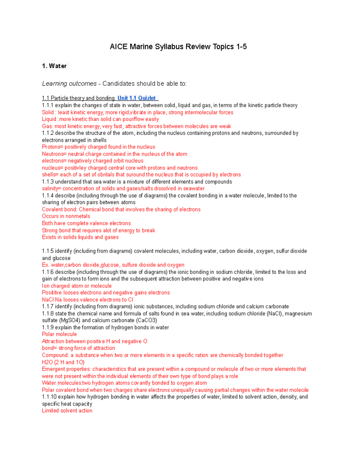 Valerie Crespo - AICE Marine Syllabus Review Topics 1-5 - AICE Marine ...