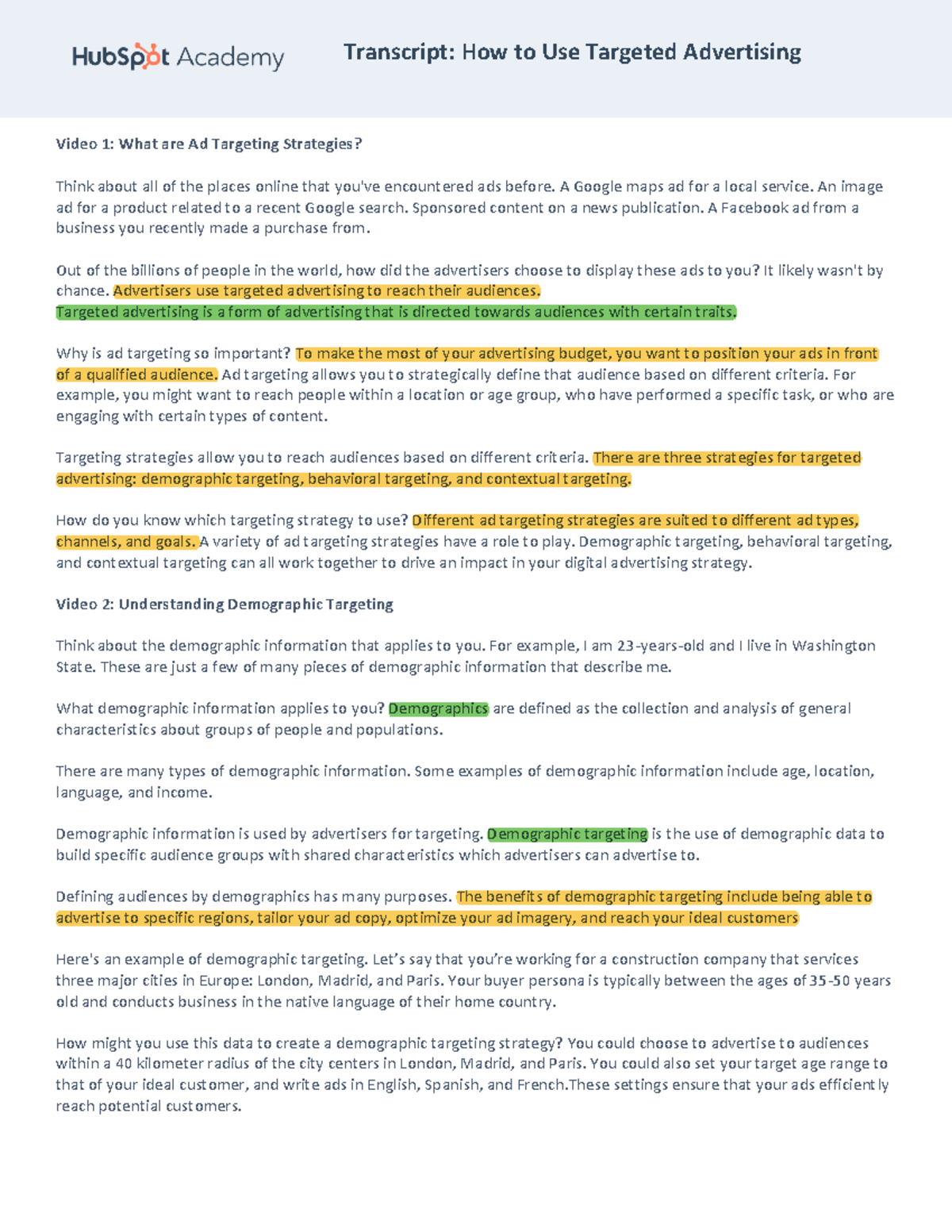 How to Use Targeted Advertising - Transcript - Video 1: What are Ad ...