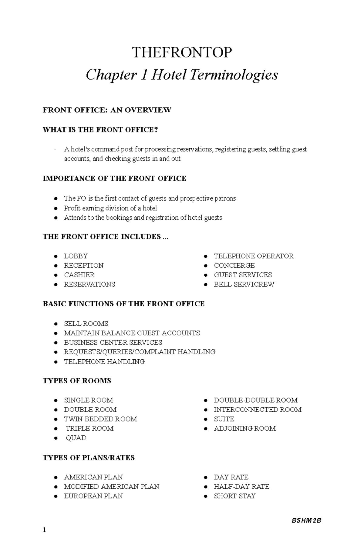 Thfrontop - Chapter 1 - Front Office, Importance of Front Office, Guest Cycle, Hotel ...
