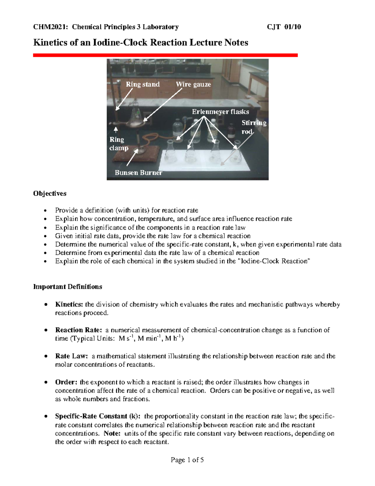 Lecture Notes on Iodine-Clock-2 - Kinetics of an Iodine-Clock Reaction ...