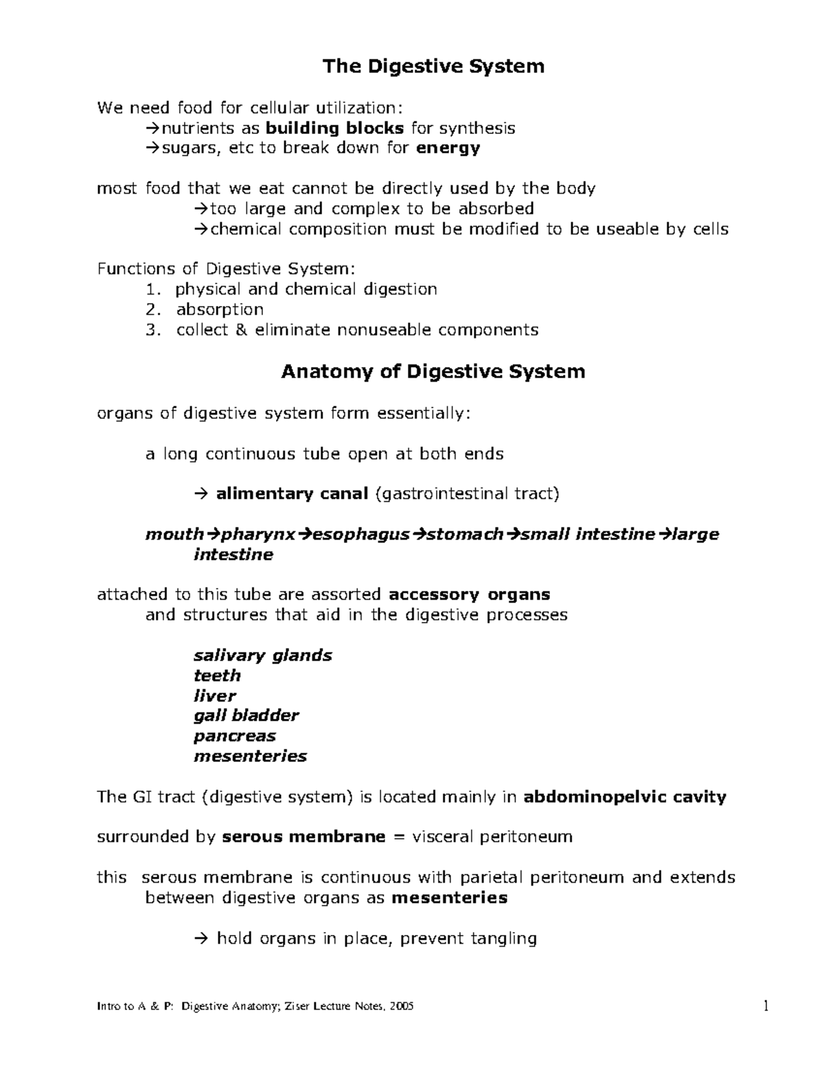 Anatomy of Digestive System - The Digestive System We need food for ...