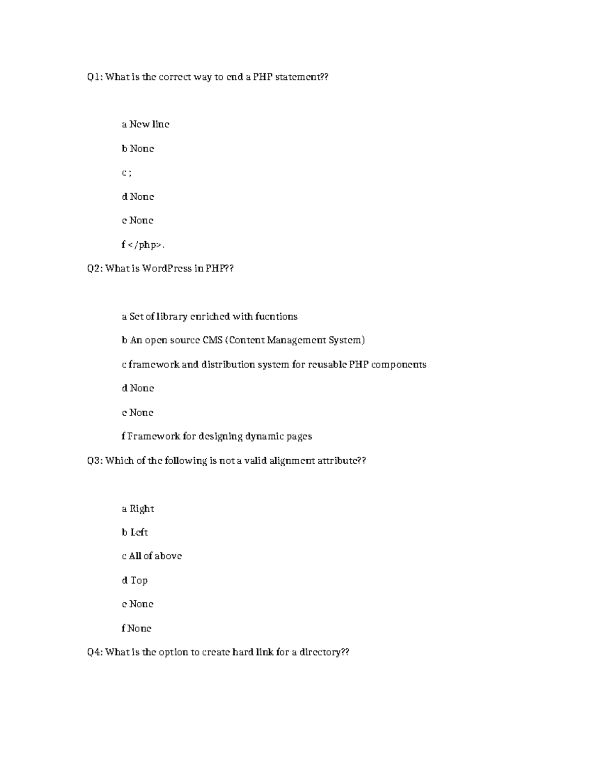 4 Example for YNSR - vggg - Q1: What is the correct way to end a PHP ...